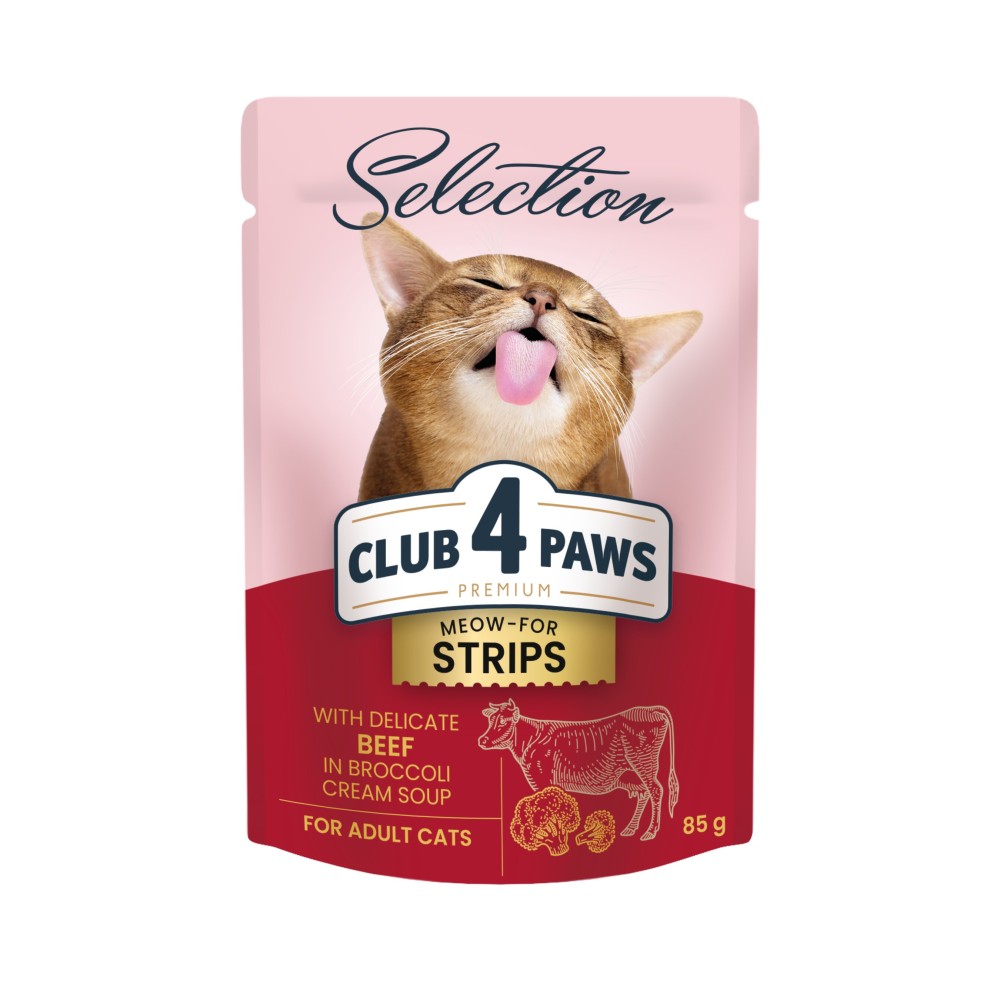Club 4 Paws Selection Strips with Beef, cu vită în supă-cremă de ...